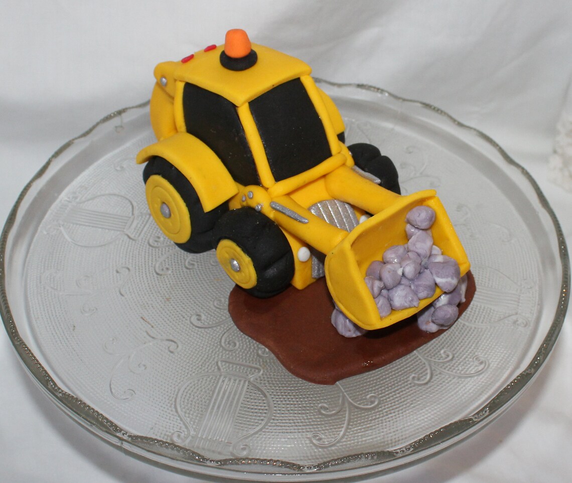 Fondant Backhoe Cake Topper Backhoe Topper Fondant | Etsy