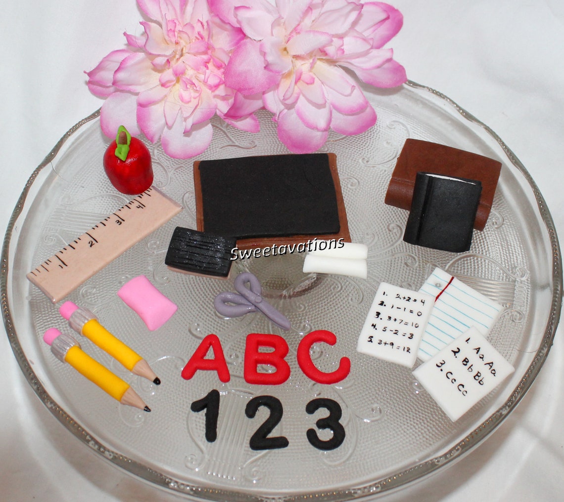 Fondant Teacher Cake Topper School Cake Topper Teacher - Etsy
