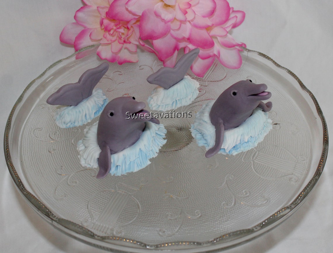 Fondant Dolphin Cake Topper Dolphin Topper Under the Sea - Etsy