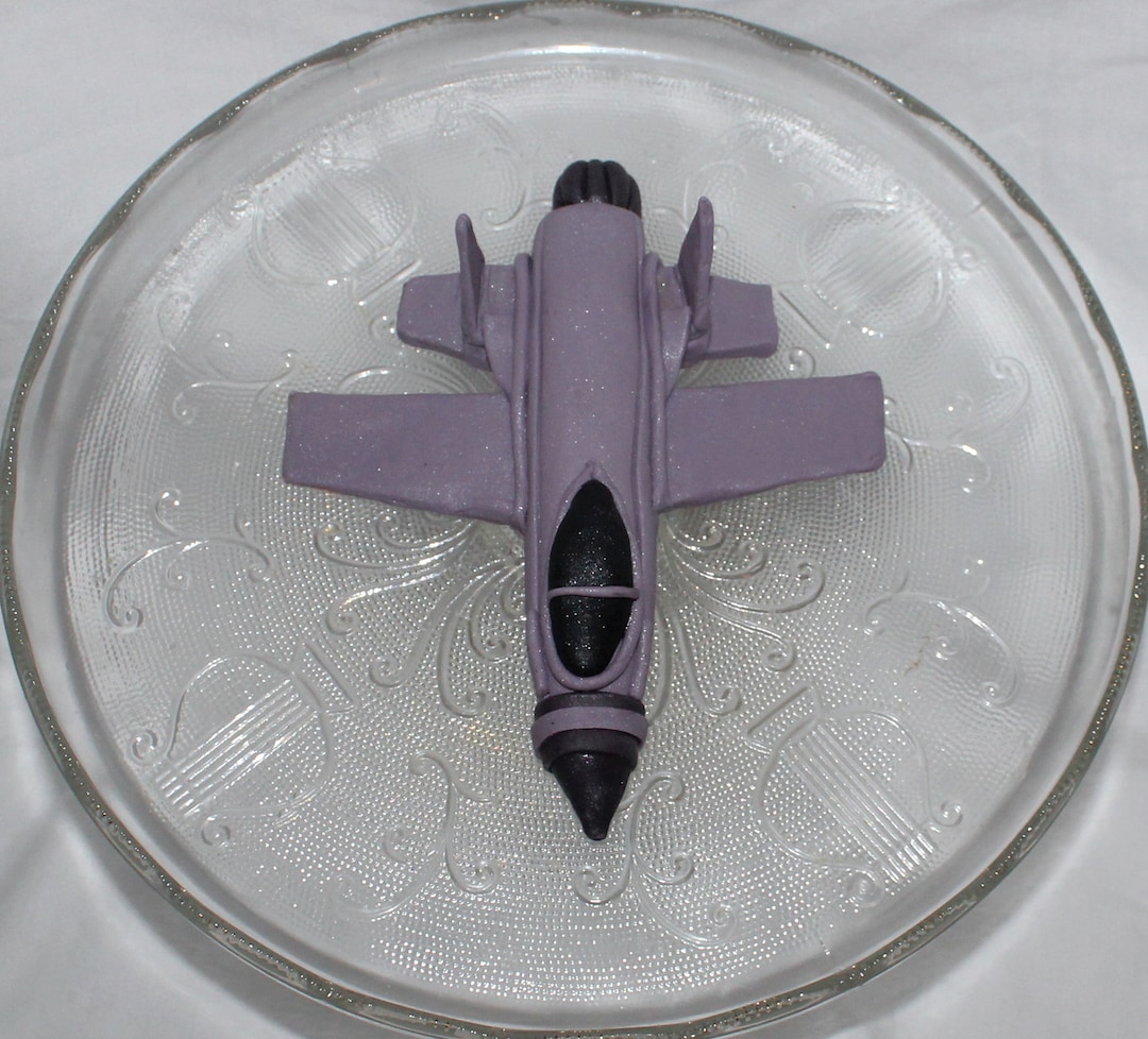 Fondant Fighter Jet Cake Topper, Military Plane, Pilot Birthday, Hand ...