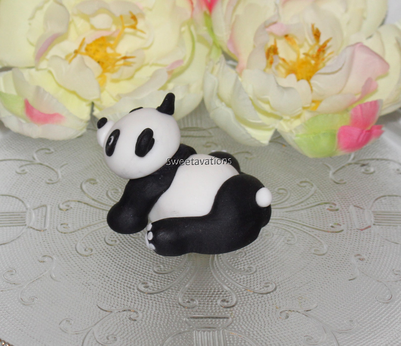Fondant Panda Cake Topper Panda Bear Topper Fondant Bear - Etsy