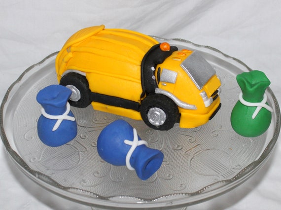 Fondant Garbage Truck Cake Topper Garbage Truck Topper - Etsy