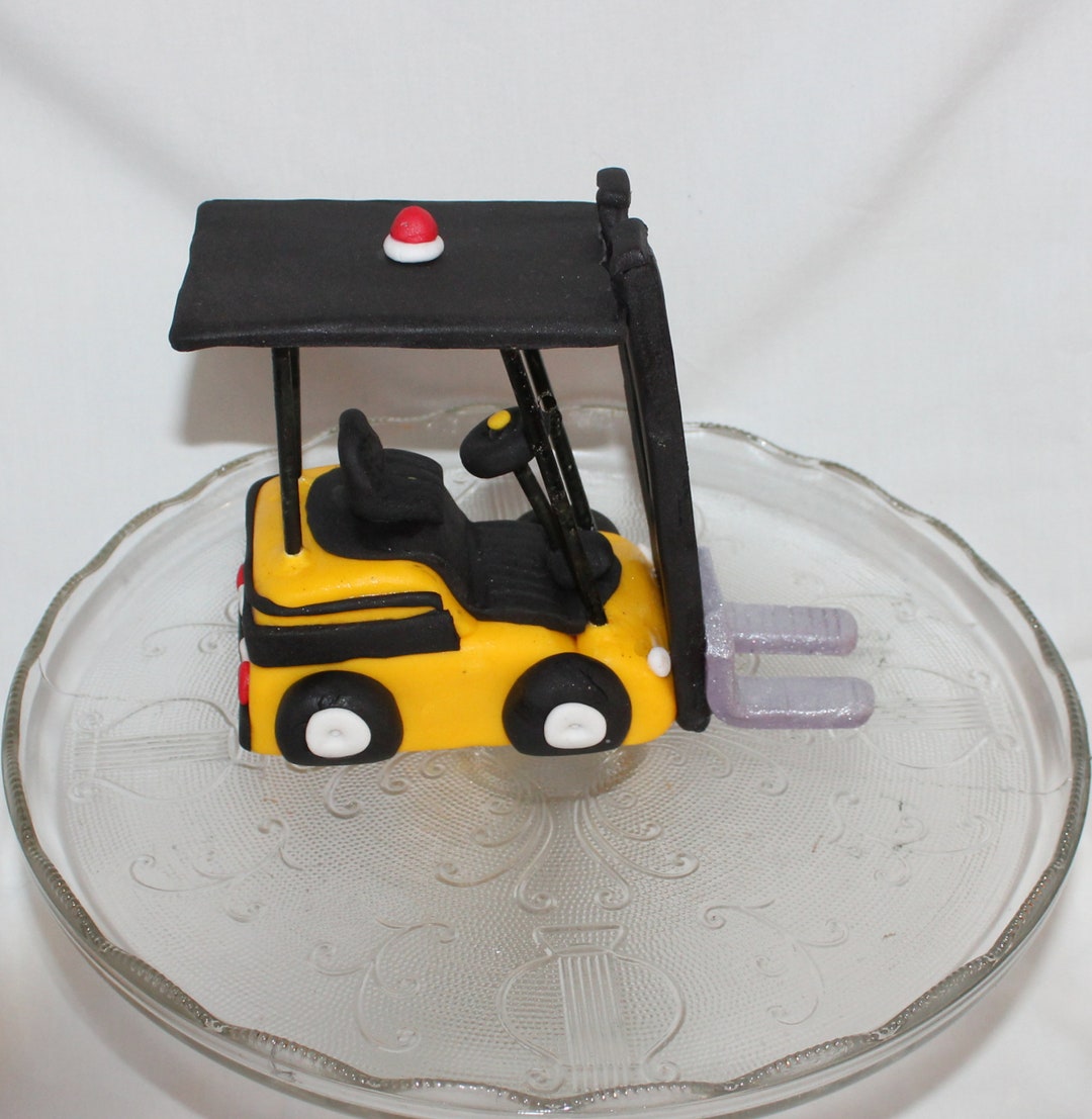 Fondant Forklift Cake Topper - Forklift Topper - Fondant Backhoe ...