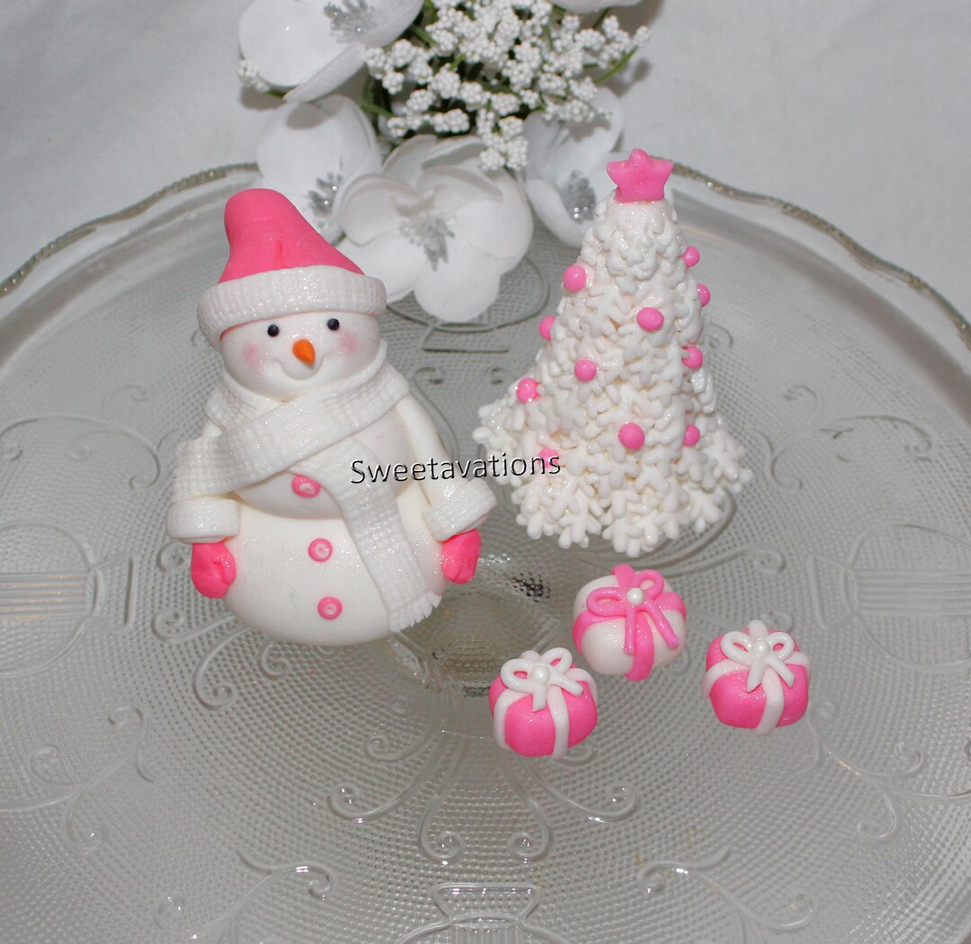 Fondant Snowman Cake Topper Snowman Cupcake Topper Snowman Birthday ...