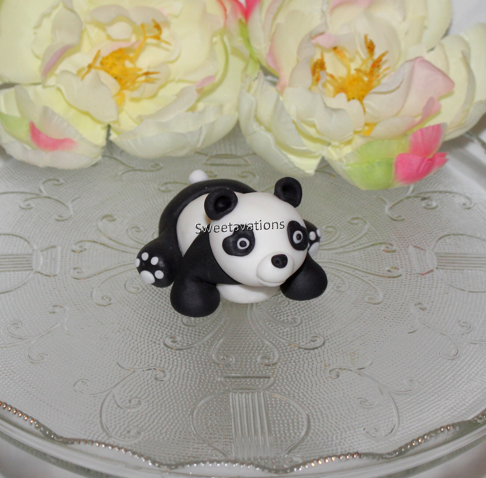 Fondant Panda Cake Topper Panda Bear Topper Fondant Bear - Etsy