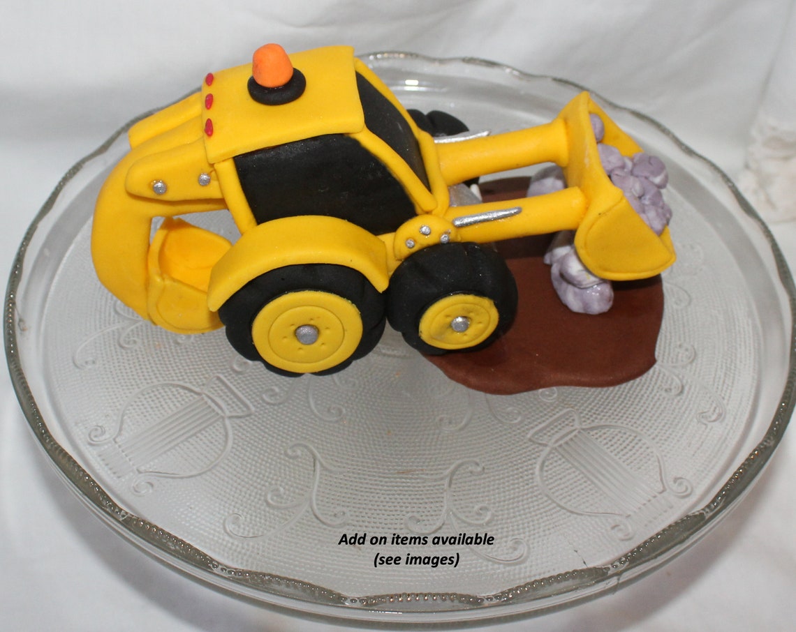 Fondant Backhoe Cake Topper Backhoe Topper Fondant | Etsy