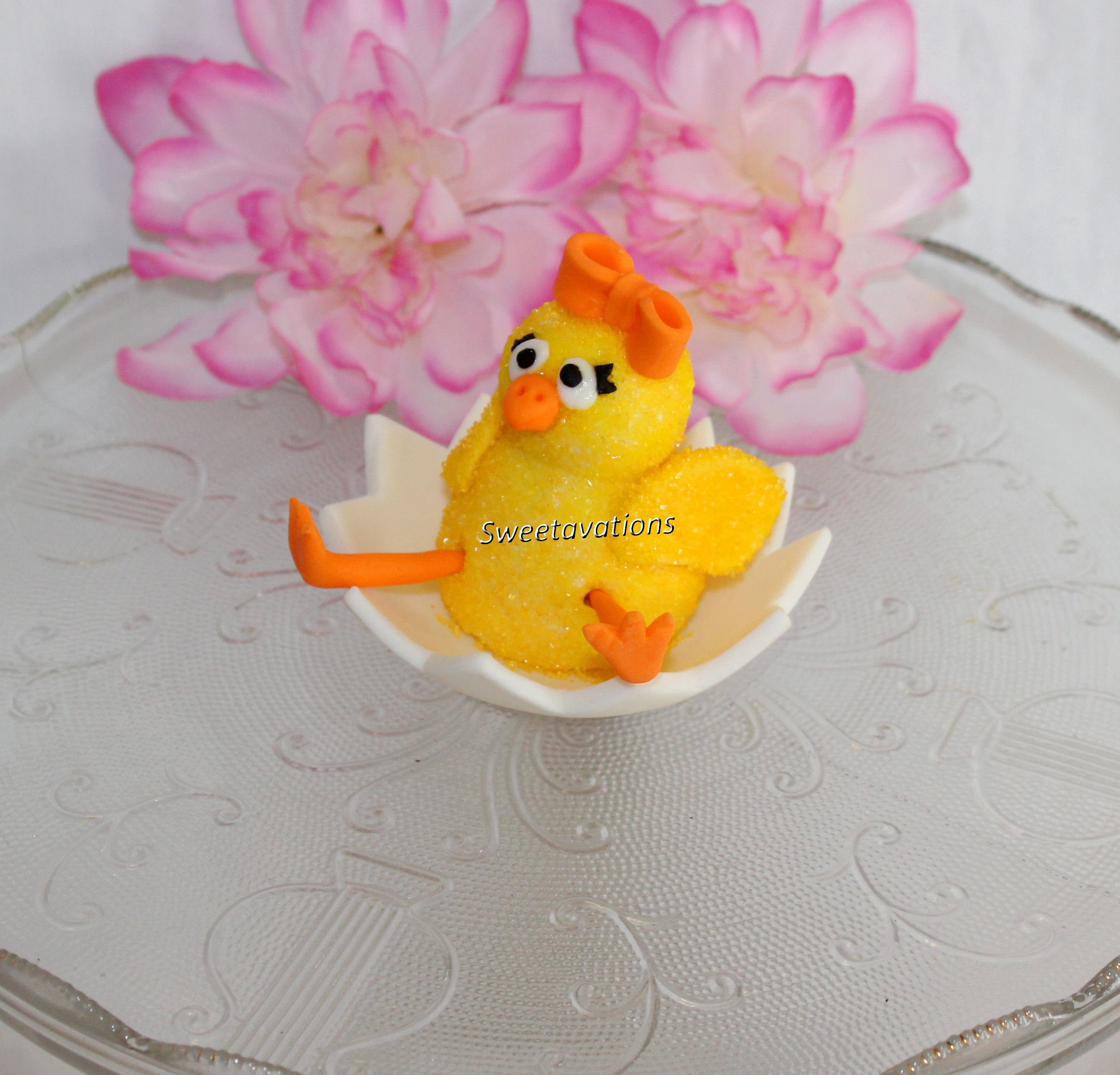 Fondant Hatching Chick Cake Topper Hatching Chick Topper | Etsy