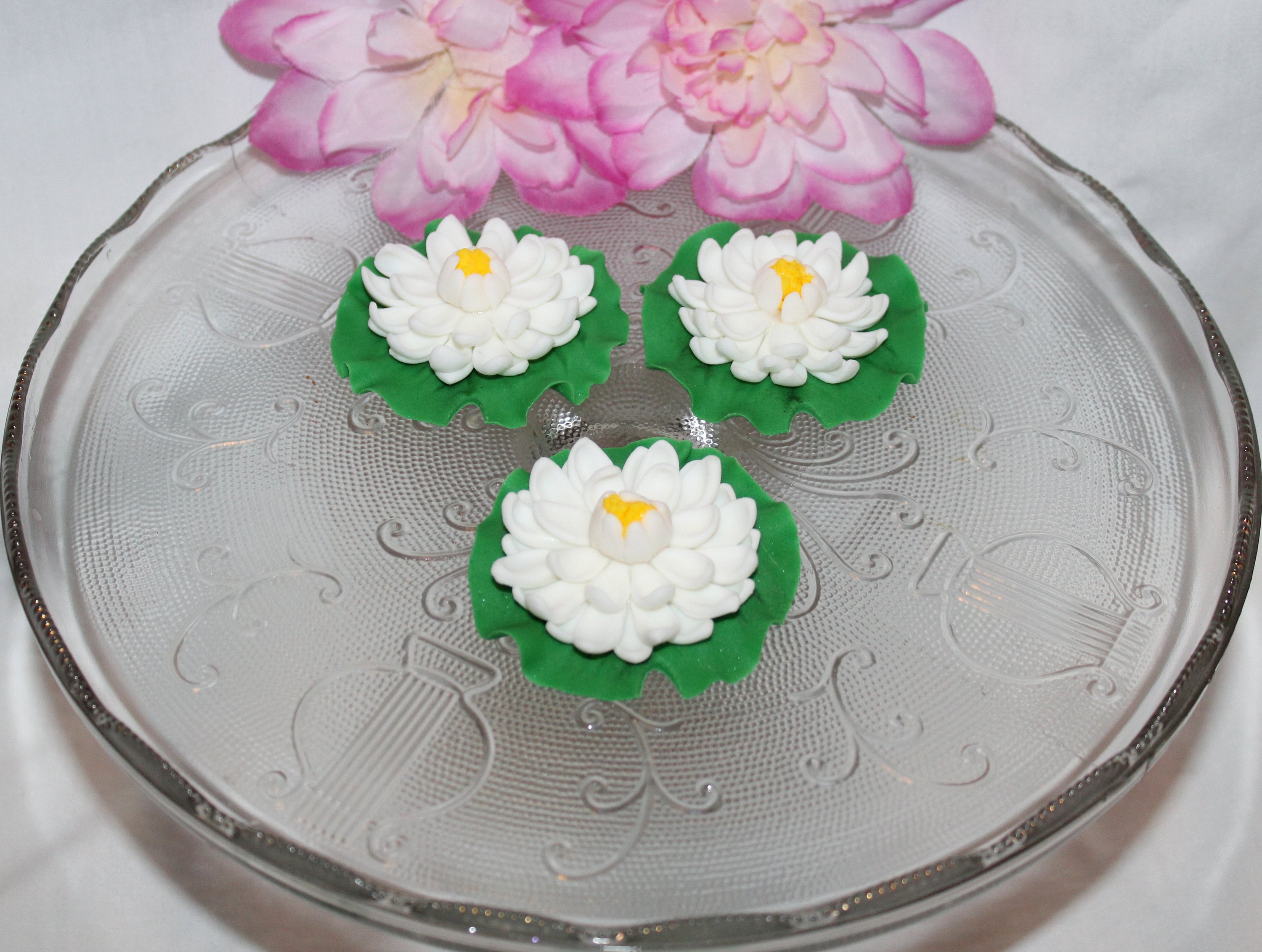 Sugar Flower Lotus Cake Topper Fondant Lotus Fondant Lily | Etsy