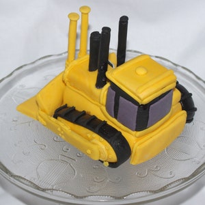 Fondant Bulldozer Cake Topper - Bulldozer Topper - Fondant Construction ...
