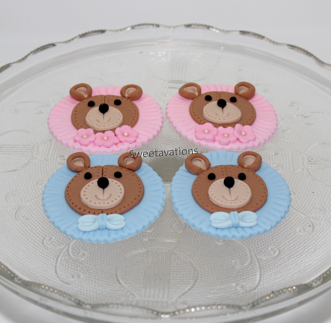 Fondant Teddy Bear Cupcake Topper Teddy Bear Topper Teddy - Etsy