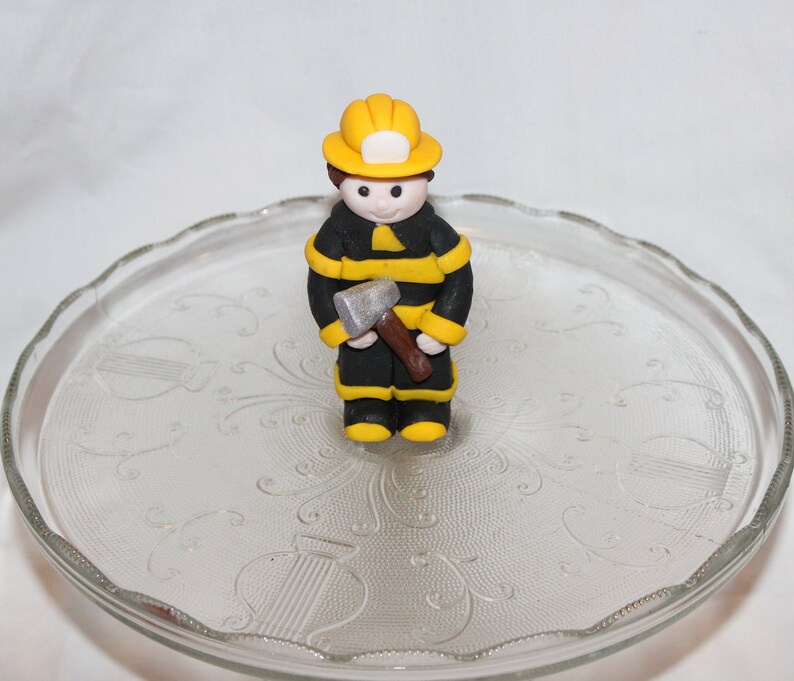 Fondant Fireman Cake Topper Fireman Topper Fondant | Etsy