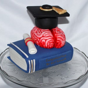 Fondant Graduation Cake Topper - Book Cake Topper - Medical Graduation ...