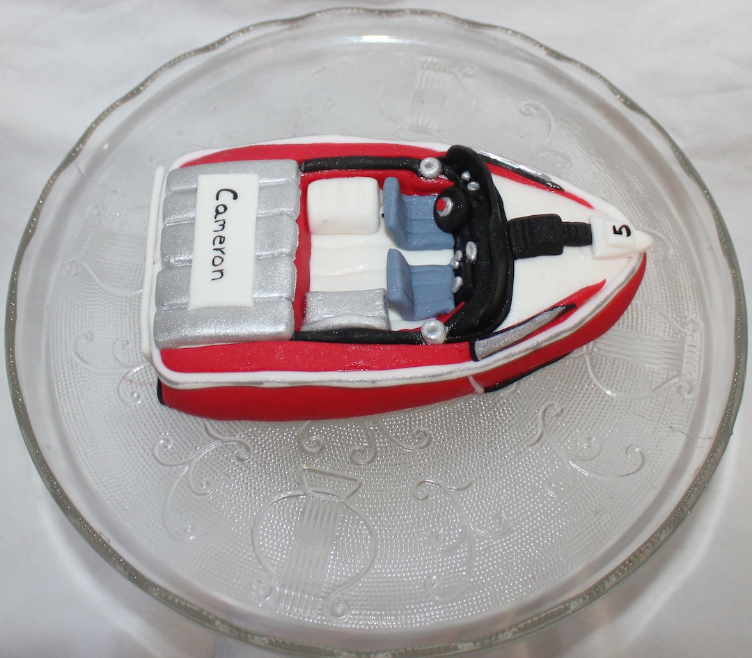 Fondant Boat Cake Topper - Fondant Speed Boat - Boat Topper - Ship Cake ...