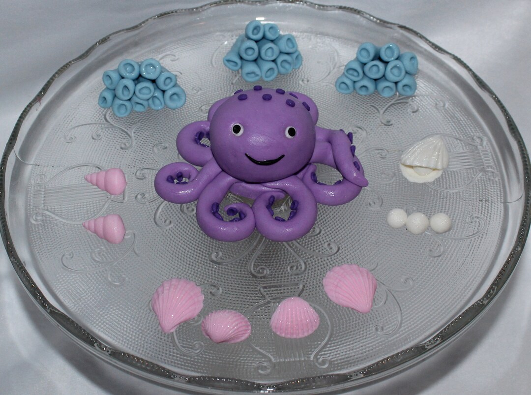 Fondant Octopus Cake Topper, Hand-sculpted Sea Creature, Ocean Baby ...