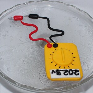 Fondant Volt Meter Cake Topper - Construction Cake Topper - Volt Meter ...