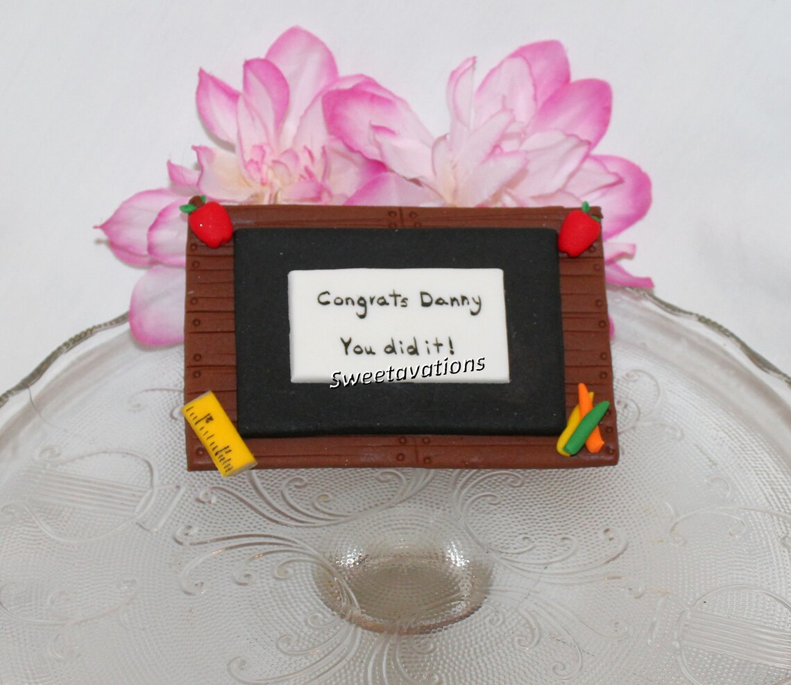 Fondant Teacher Graduation Cake Topper, Kindergarten, Preschool, Back ...