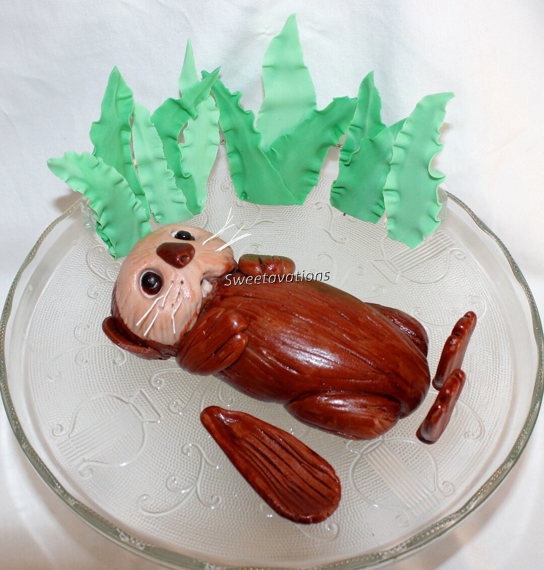 Fondant Sea Otter Cake Topper Otter Topper Fondant Otter Woodland Otter ...