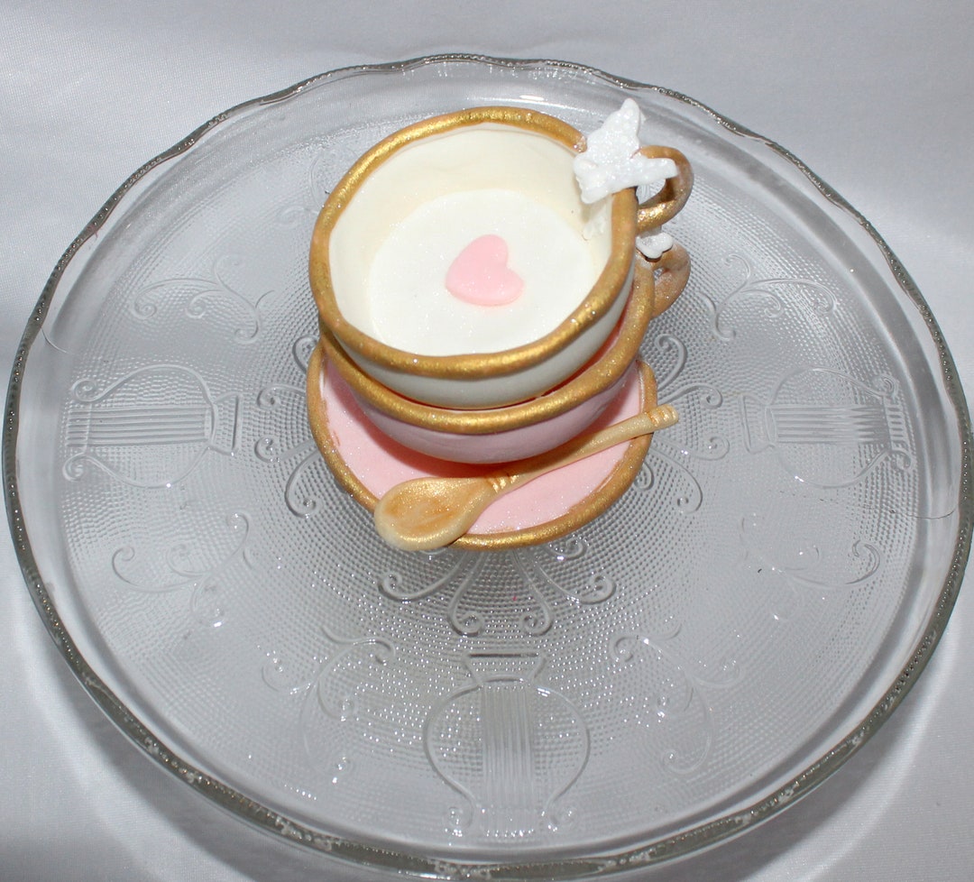Fondant Alice Teacup Stack - Stacked Teacups Topper - Alice Teacup ...