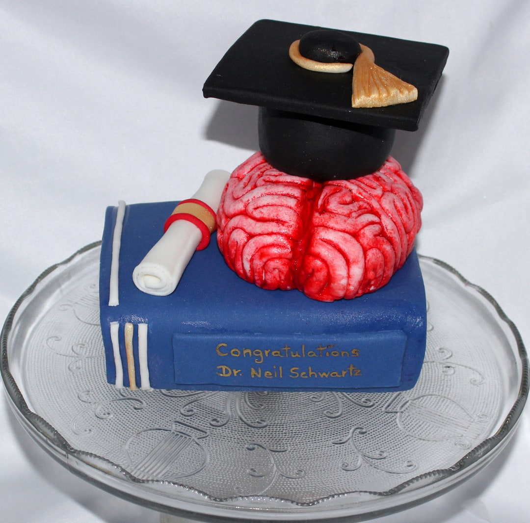 Fondant Graduation Cake Topper - Book Cake Topper - Medical Graduation ...