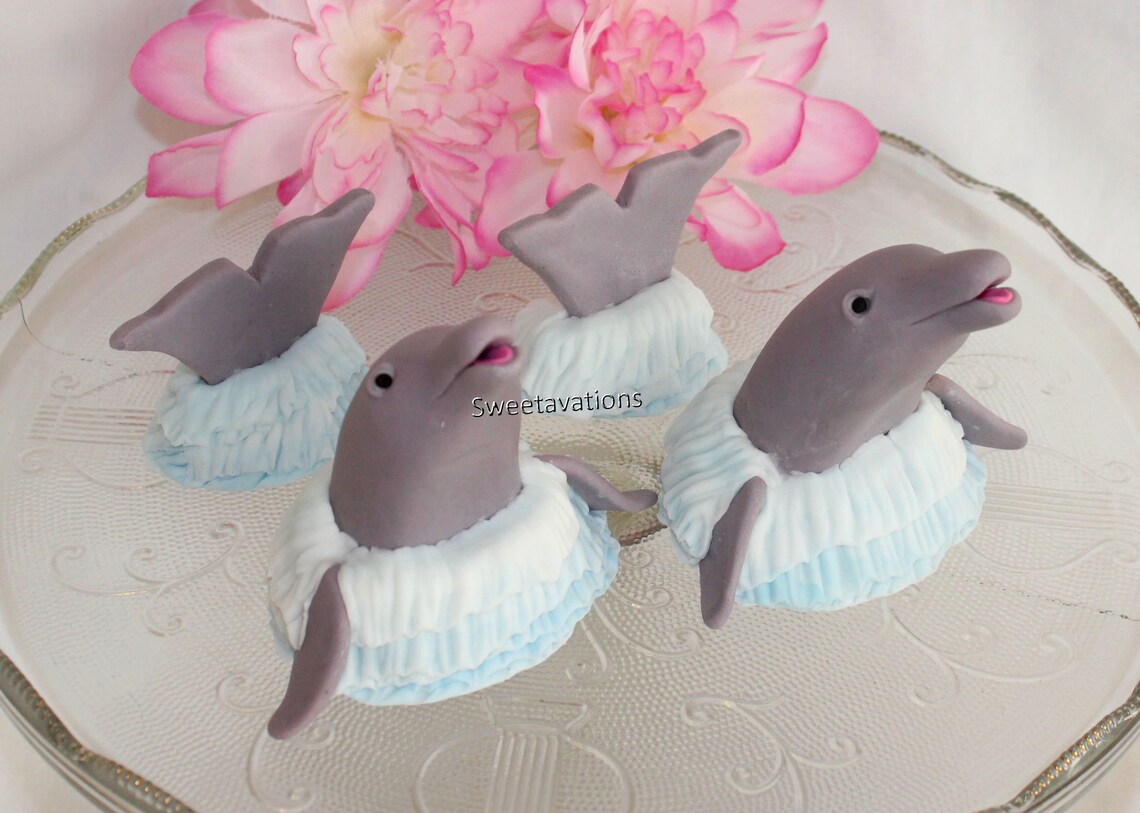 Fondant Dolphin Cake Topper Dolphin Topper Under the Sea - Etsy
