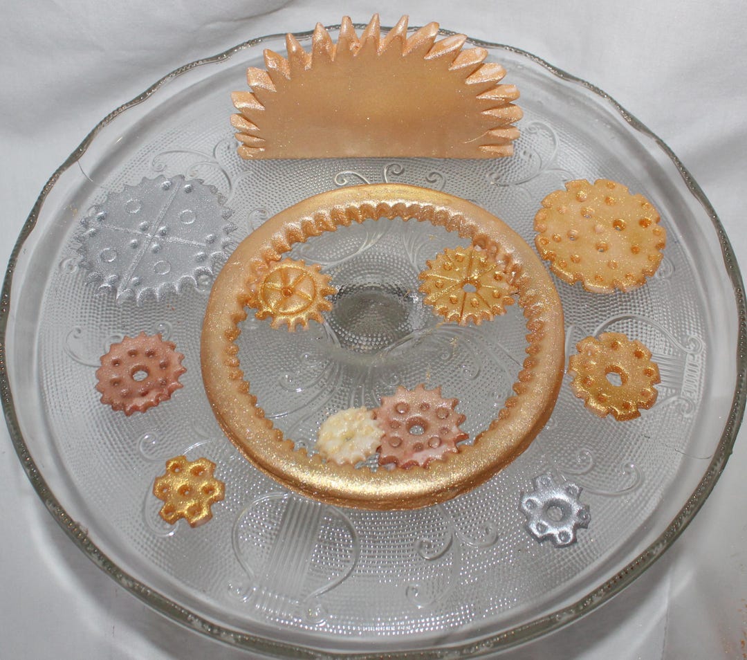 Fondant Steampunk Gears Cake Topper - Steampunk Cake Decoration ...