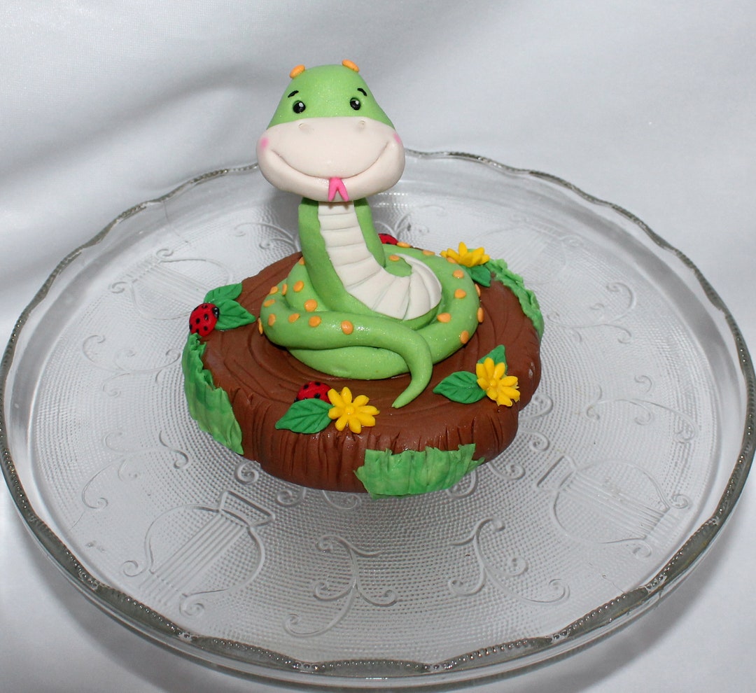 Fondant Snake Cake Topper - Cute Snake Topper - Fondant Reptile ...