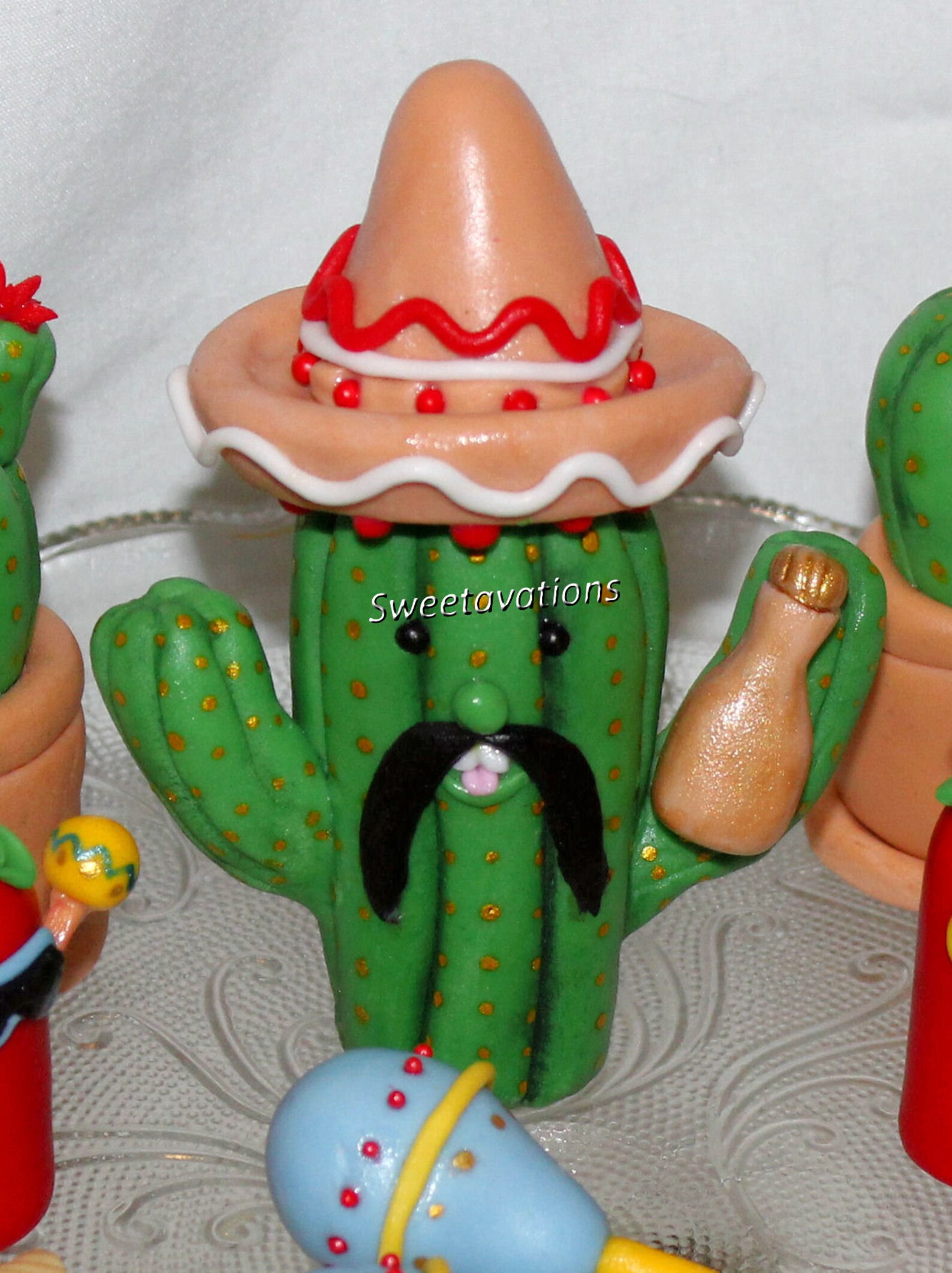 Fondant Fiesta Cake Topper - Mexican Cake Topper - Fondant Cactus ...