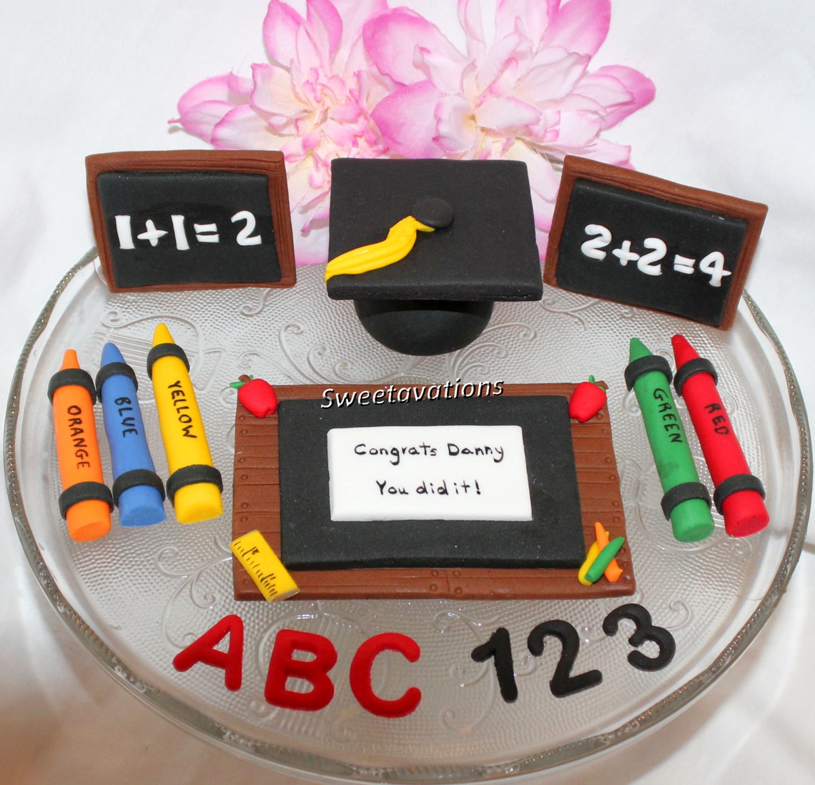 Fondant Kindergarten Cake Topper Preschool Topper Teacher - Etsy