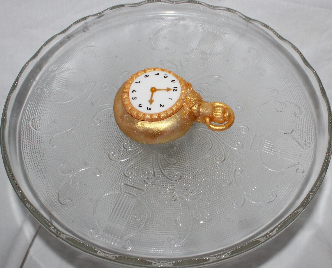 Fondant Pocket Watch Cake Topper Fondant Alice in Wonderland | Etsy