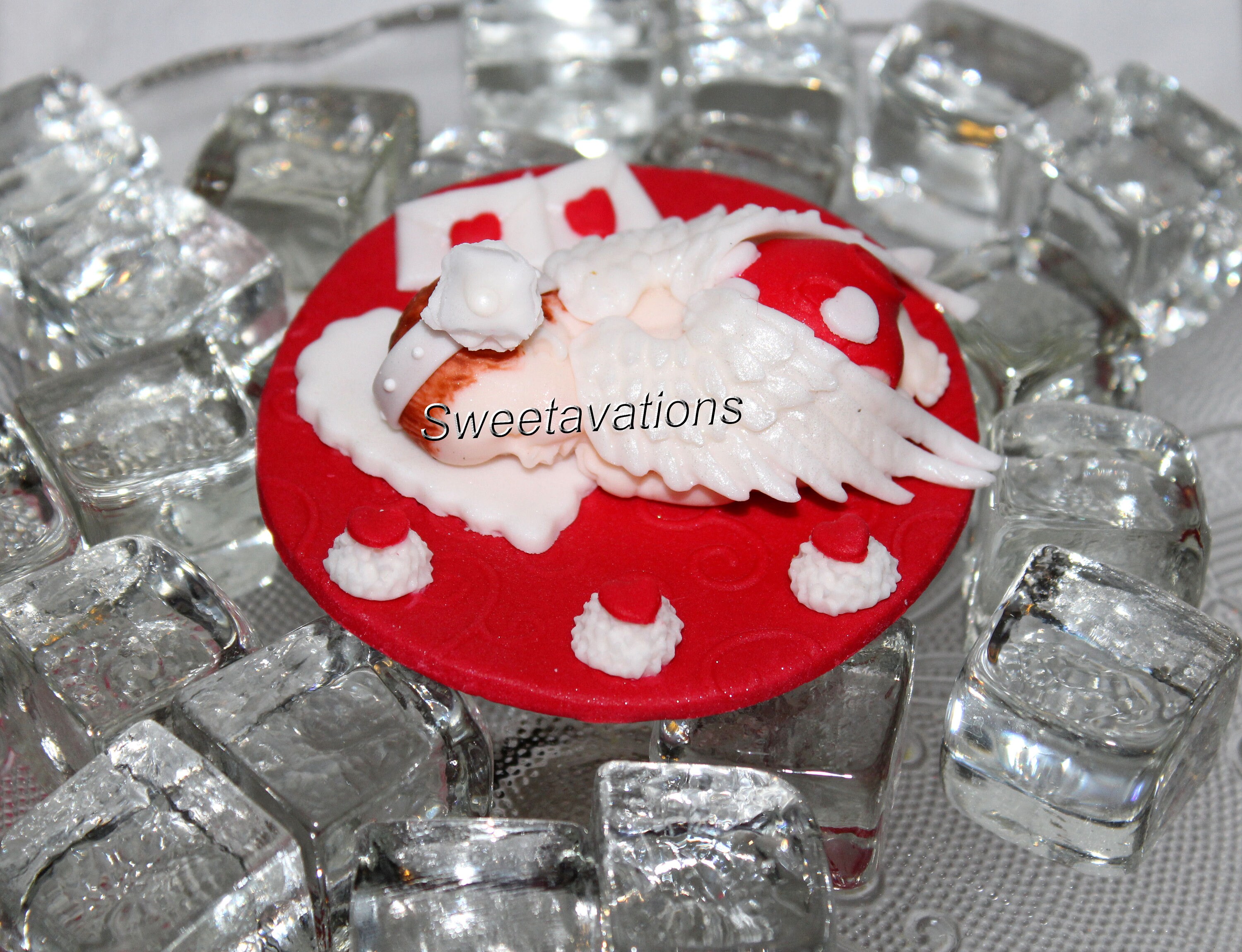 Fondant Cupid Baby Cake Topper Hearts Baby Shower Fondant | Etsy