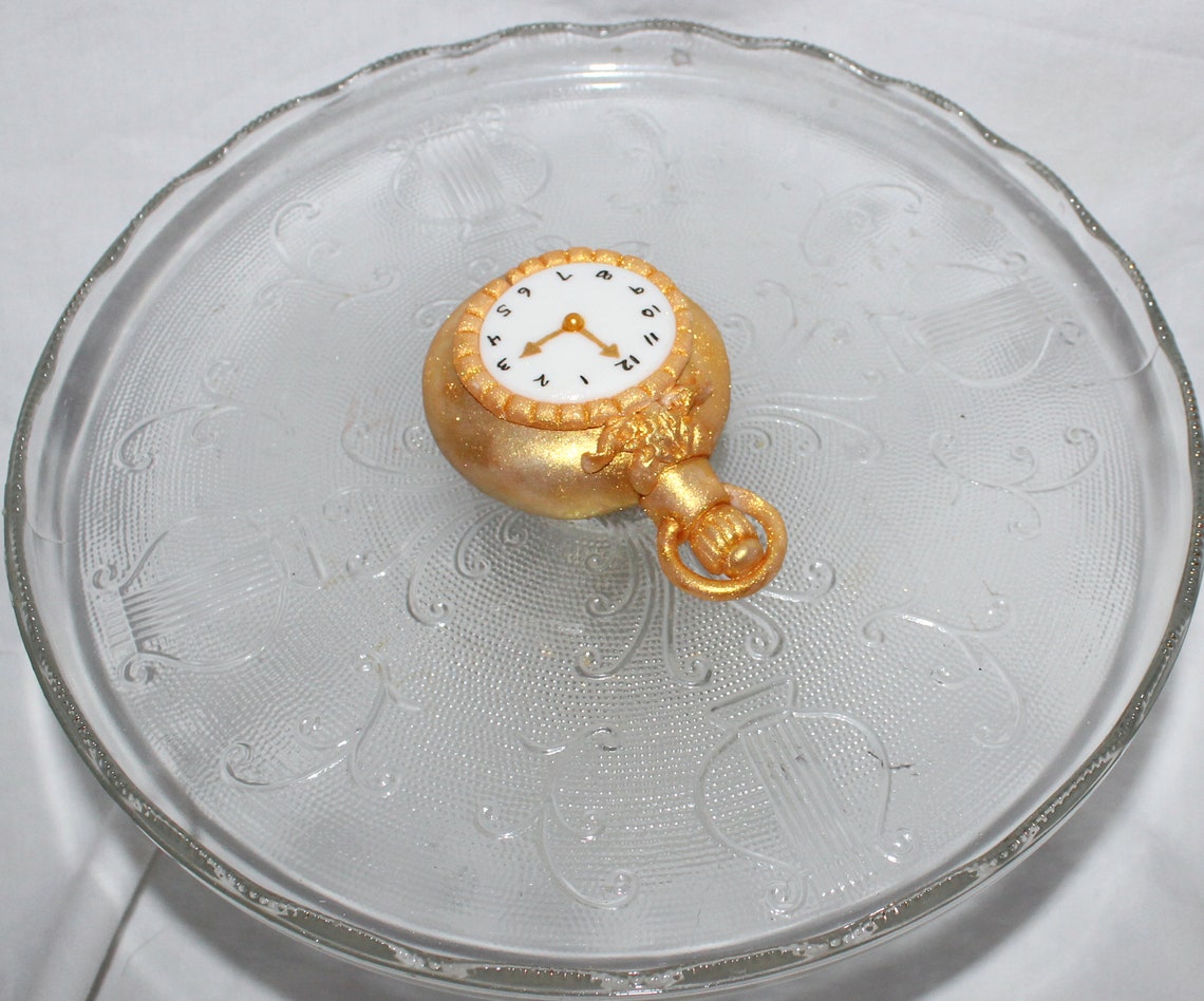 Fondant Pocket Watch Cake Topper Fondant Alice in Wonderland | Etsy