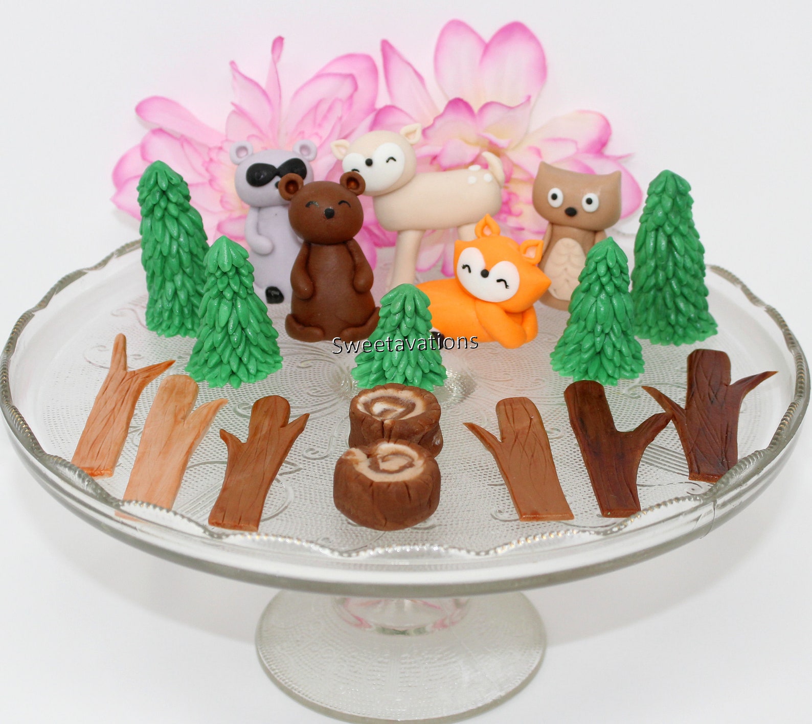 Fondant Woodland Animal Cake Topper Fondant Fox Fondant | Etsy