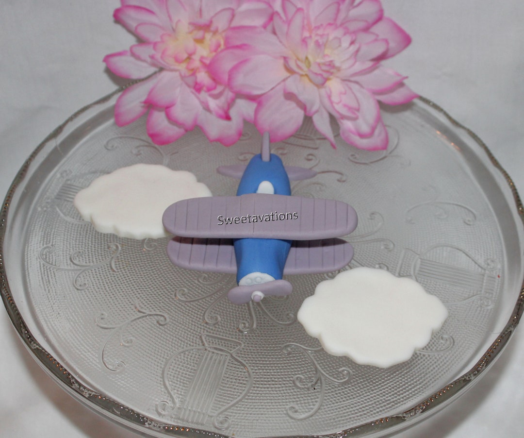 Fondant Biplane Cake Topper - Fondant Airplane - Airplane Topper ...