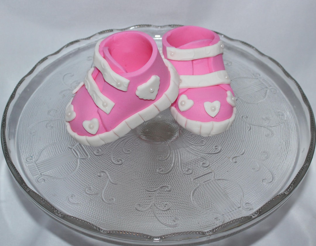 Fondant Baby Shoes Cake Topper - Fondant Baby Booties - Baby Shower ...