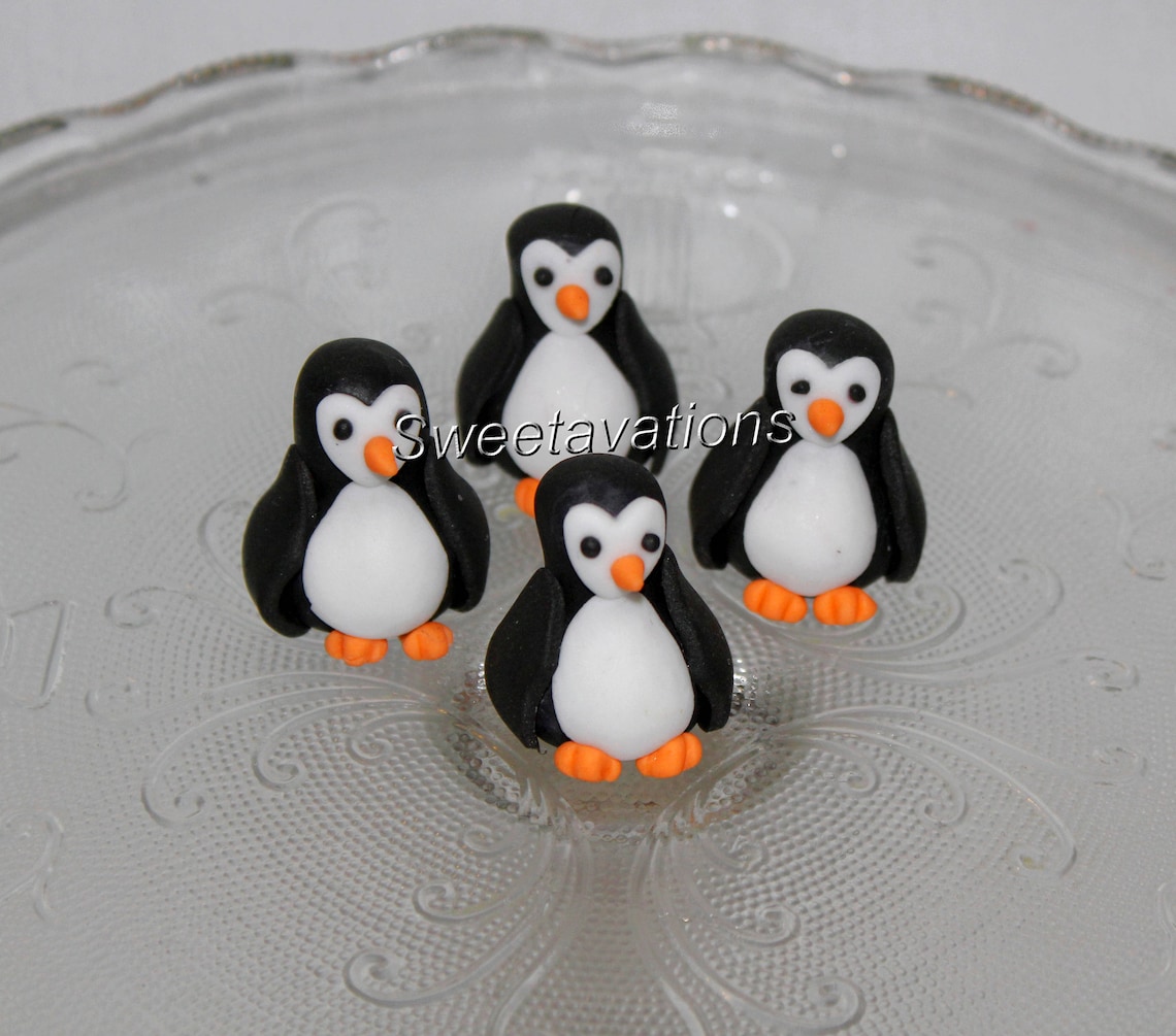 Fondant Penguin Cake Topper Penguin Cupcakes Penguin | Etsy