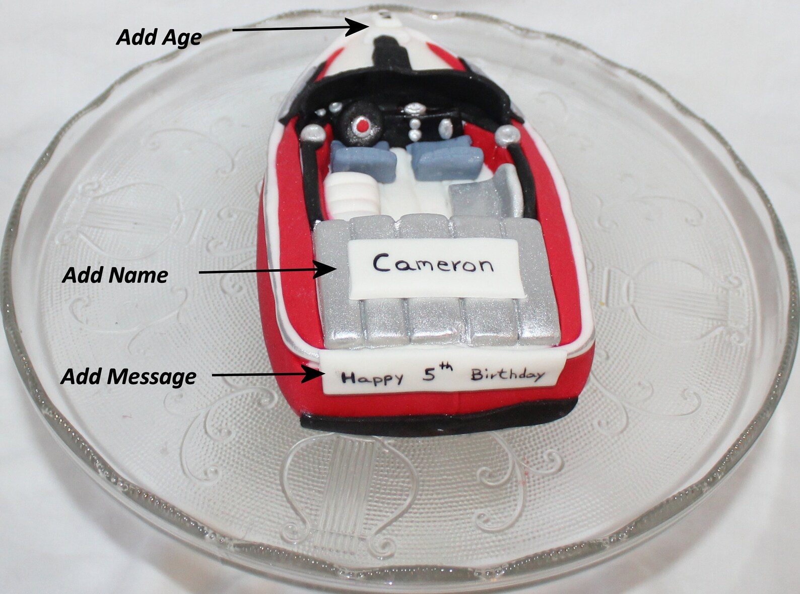 Fondant Boat Cake Topper Fondant Speed Boat Boat Topper - Etsy