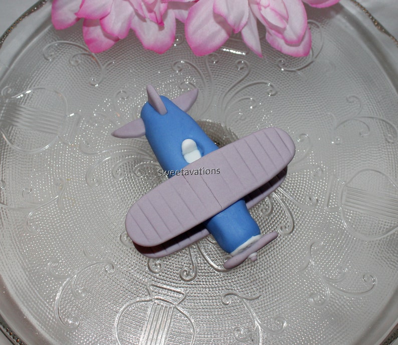Fondant Biplane Cake Topper Fondant Airplane Airplane | Etsy