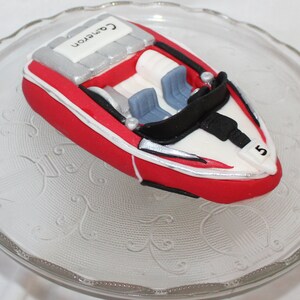 Fondant Boat Cake Topper - Fondant Speed Boat - Boat Topper - Ship Cake ...
