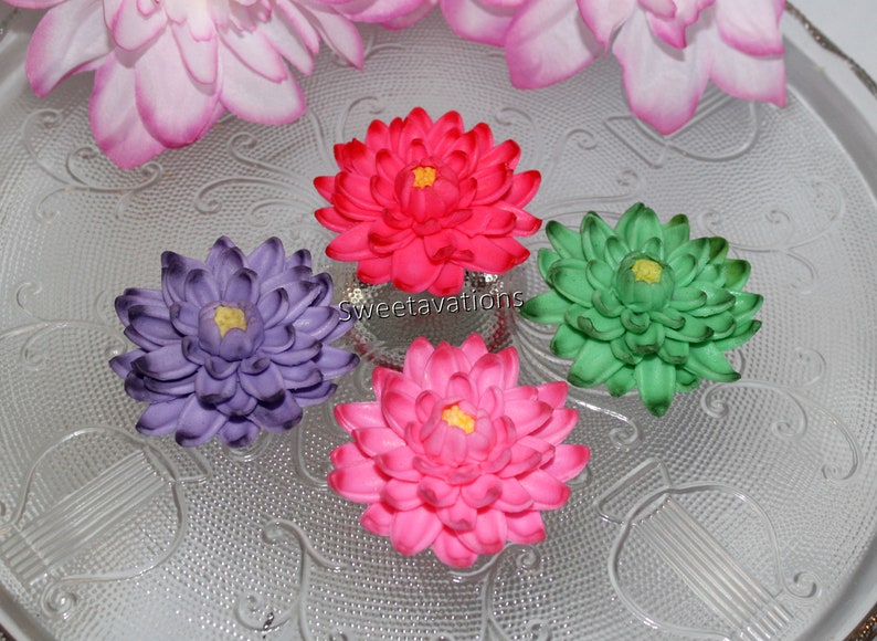 Sugar Flower Lotus Cake Topper Lotus Cupcake Topper | Etsy