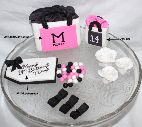 Fondant Shopping Bag Cake Topper Shopping Theme Fondant | Etsy