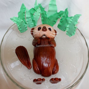 Fondant Sea Otter Cake Topper - Otter Topper - Fondant Otter - Woodland ...