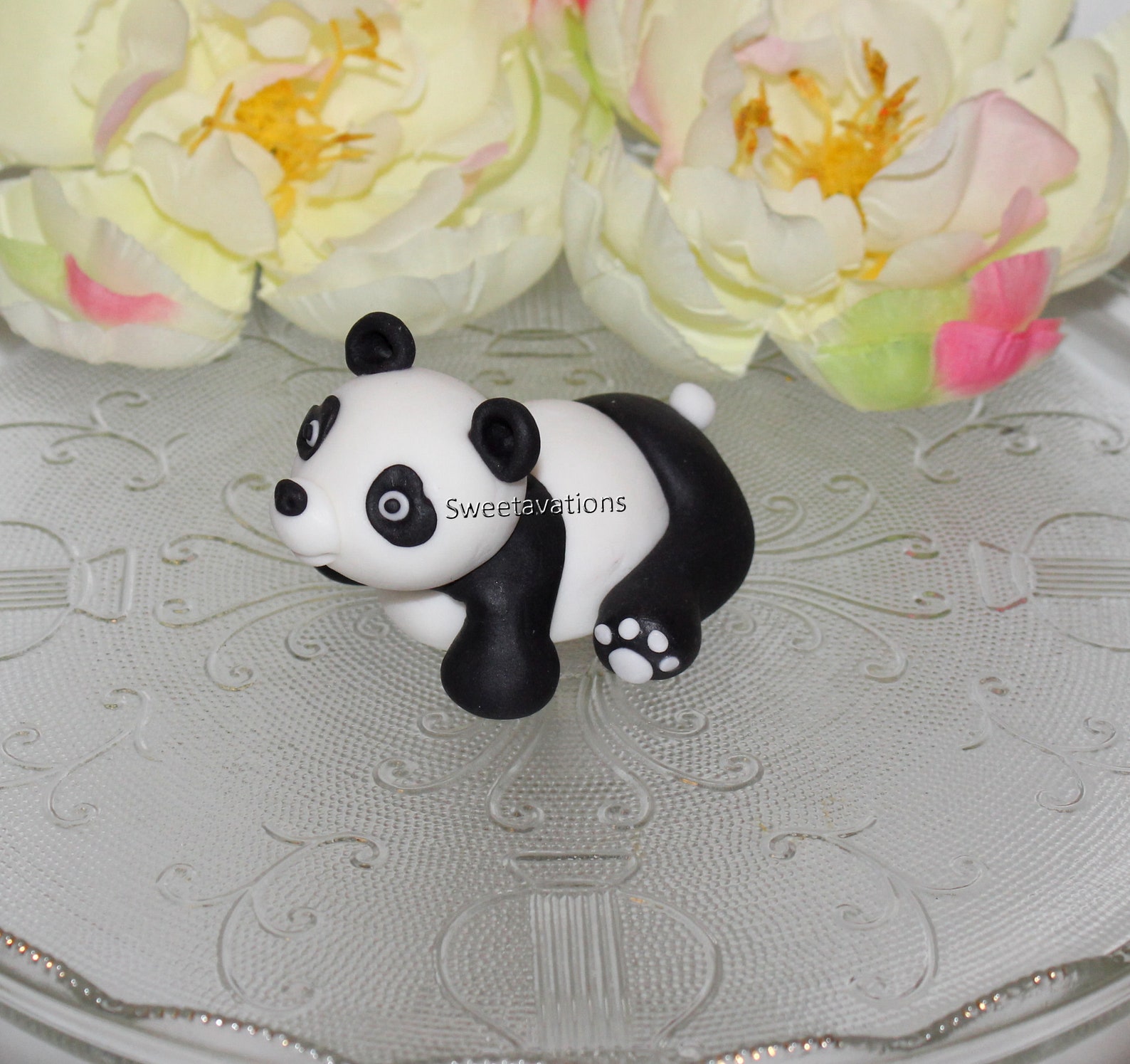 Fondant Panda Cake Topper Panda Bear Topper Fondant Bear - Etsy