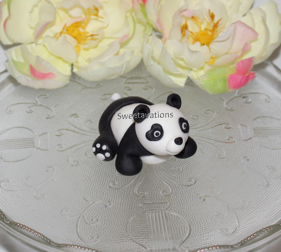 Fondant Panda Cake Topper Panda Bear Topper Fondant Bear - Etsy