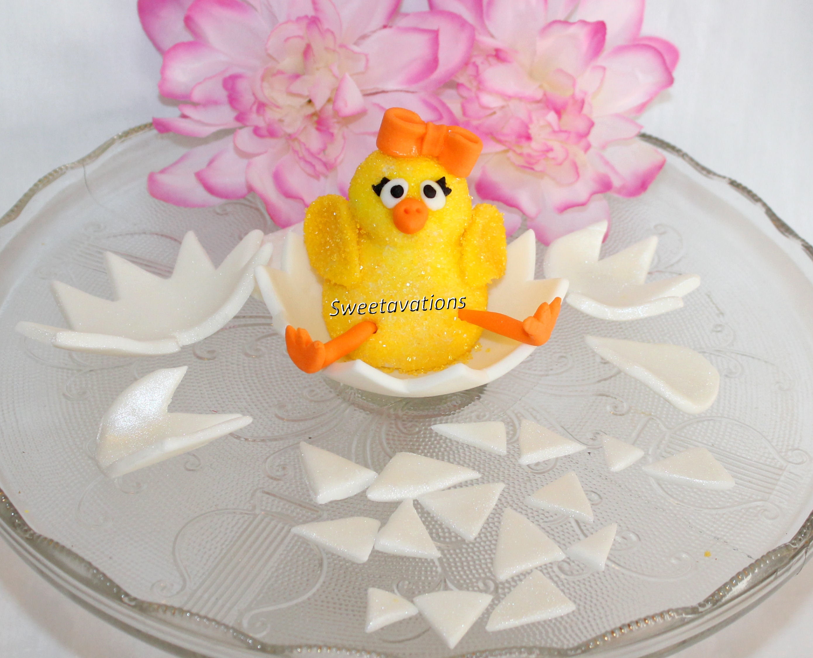 Fondant Hatching Chick Cake Topper Hatching Chick Topper | Etsy