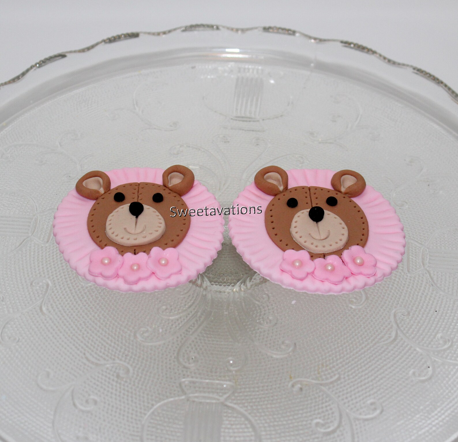 Fondant Teddy Bear Cupcake Topper Teddy Bear Topper Teddy - Etsy