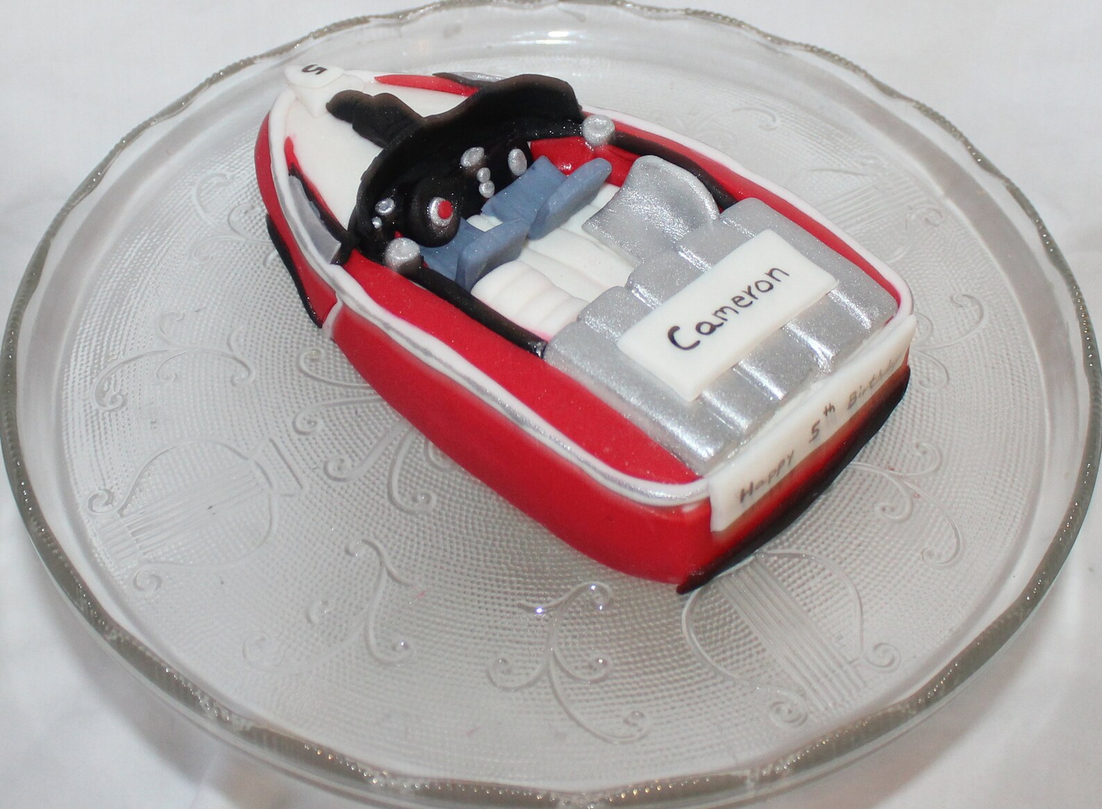 Fondant Boat Cake Topper Fondant Speed Boat Boat Topper - Etsy