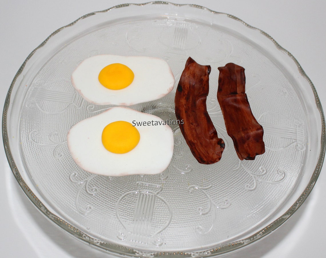 Fondant Eggs Cake Topper Fondant Bacon Fondant Breakfast | Etsy