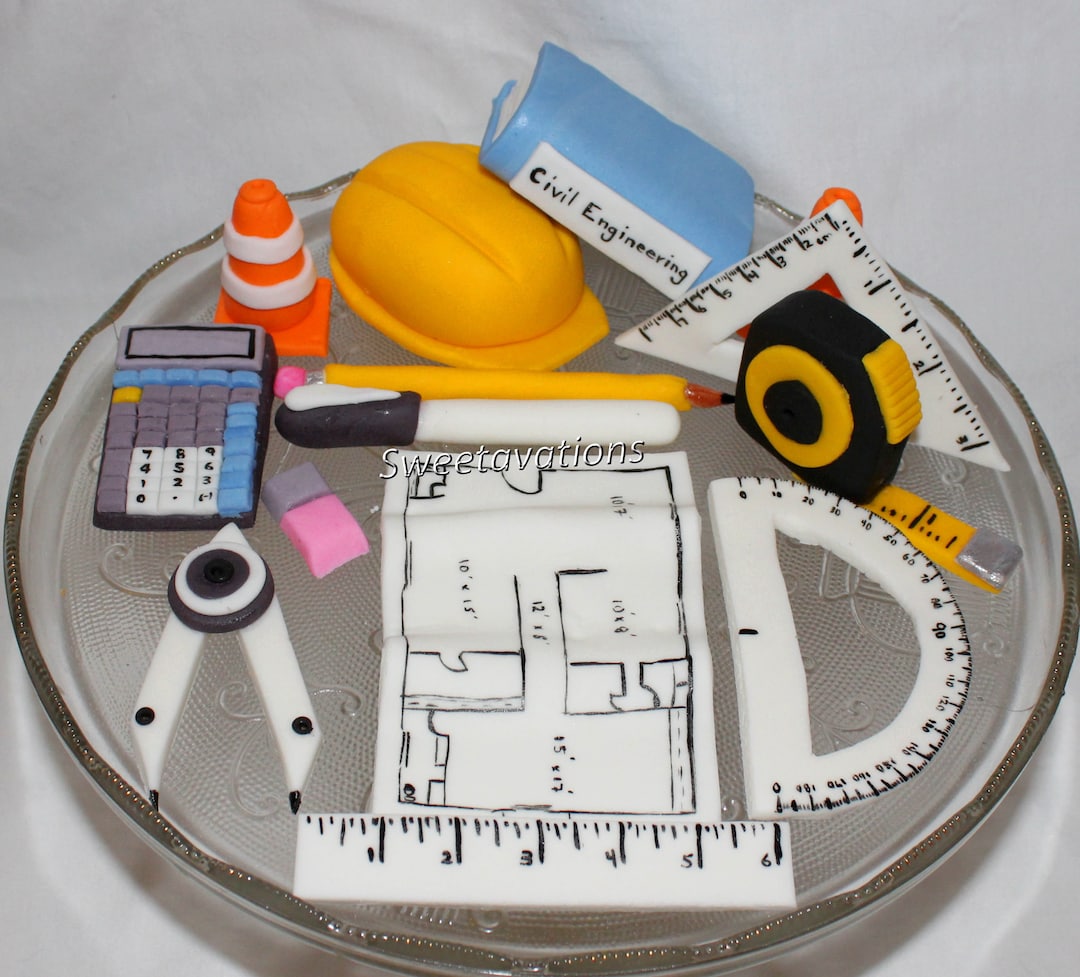 Fondant Civil Engineering Cake Topper - Fondant Engineer - Engineering ...