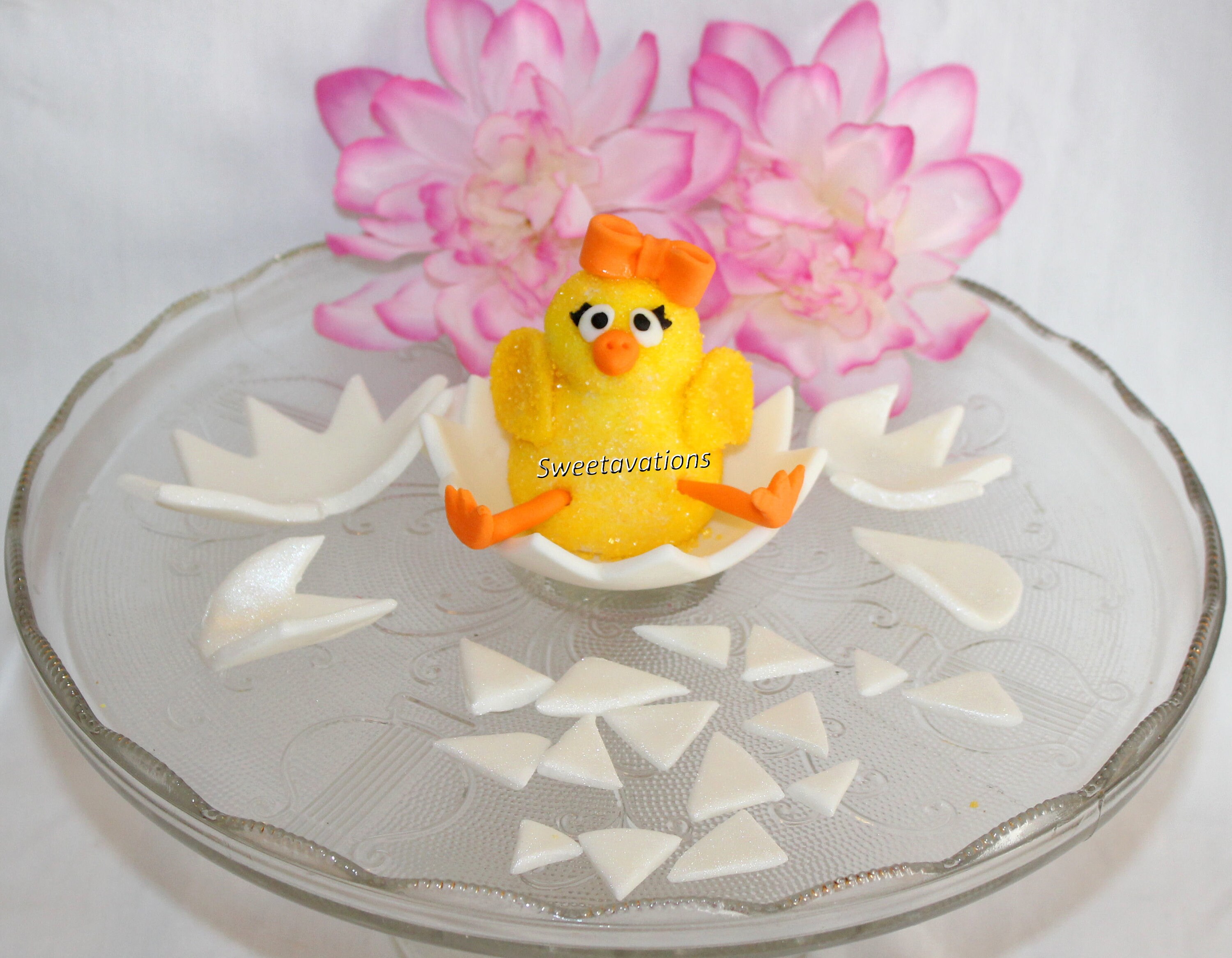 Fondant Hatching Chick Cake Topper Hatching Chick Topper | Etsy