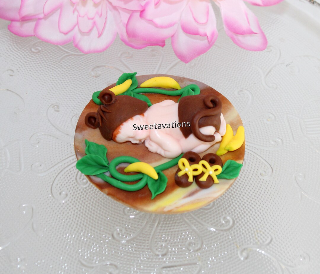 Fondant Monkey Baby Cake Topper - Fondant Baby - Baby Monkey - Jungle ...